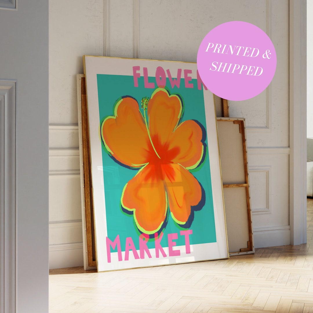 Hibiscus Flower Market Art Poster Hibiscus Hand Illustrated Print ...