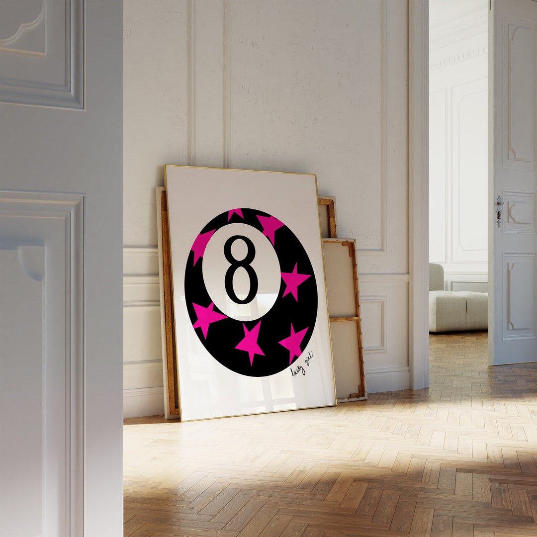 Star 8 Ball Art Print Poster Trendy Retro Poster Wall Art Lucky 8 Ball ...