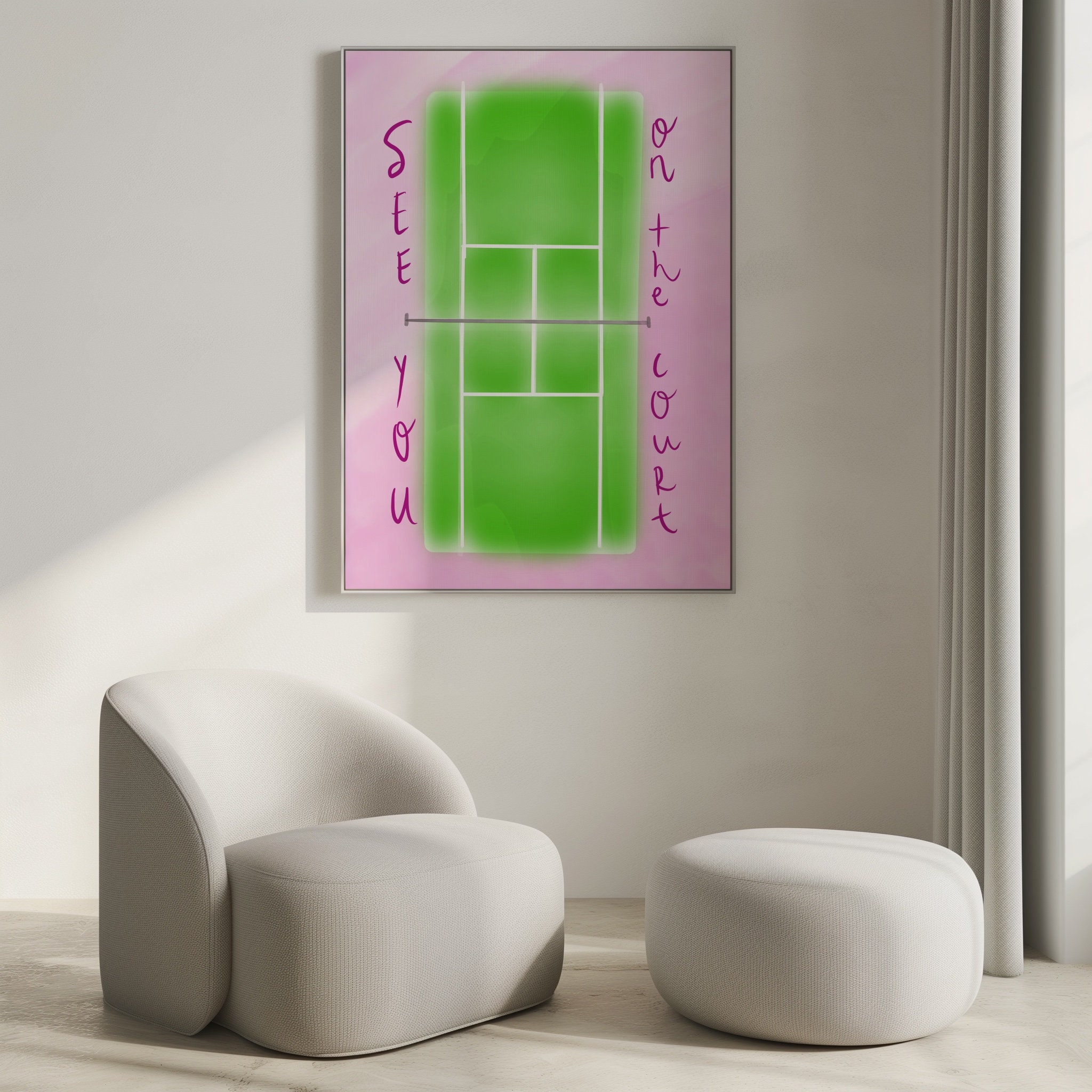 Tennis Aesthetic Art Print Preppy Sports Core Wall Art Tennis Court ...