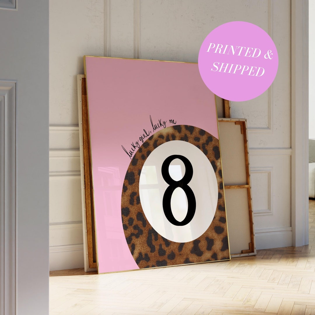 8 Ball Leopard Print Lucky Girl 8 Pool Ball Print Leopard Wall Art ...