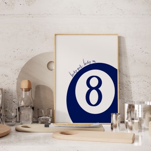 8 Ball Print Trendy Retro Poster Wall Art Eight Ball Poster Preppy ...