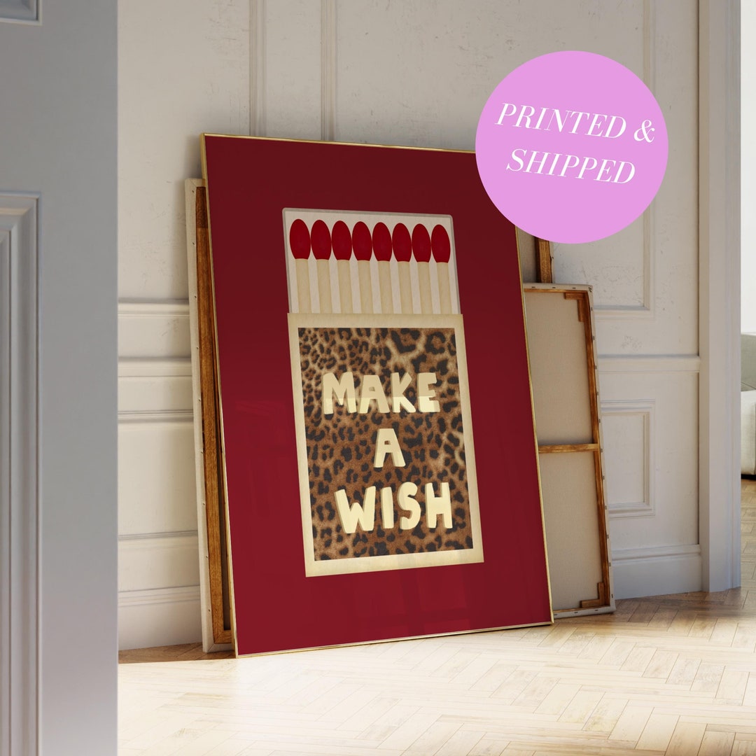 Retro Leopard Matchbox Print Vintage Matchbook Wall Art Red Matches ...