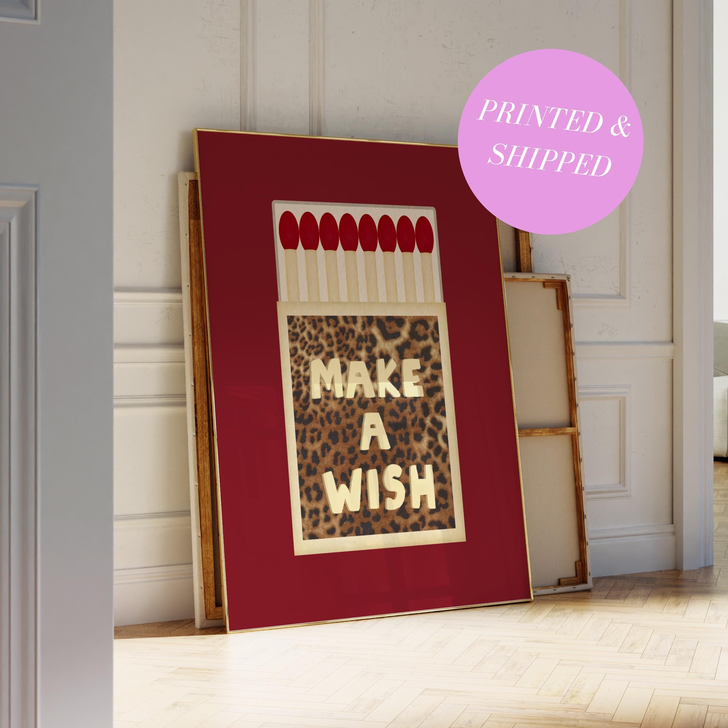 Retro Leopard Matchbox Print Vintage Matchbook Wall Art Red Matches ...