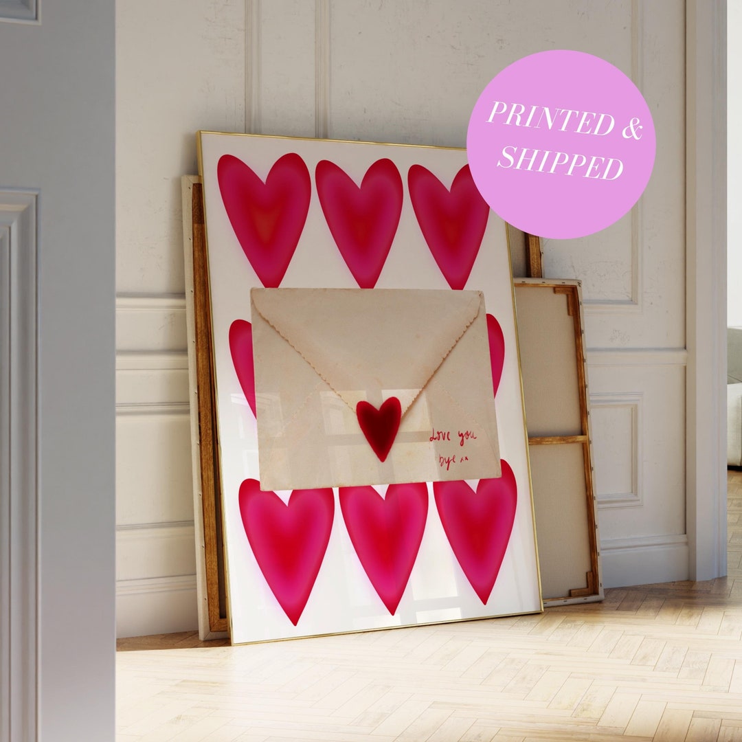 Retro Love Poster for Love Letter Art Vintage Print Red Wall Art for ...