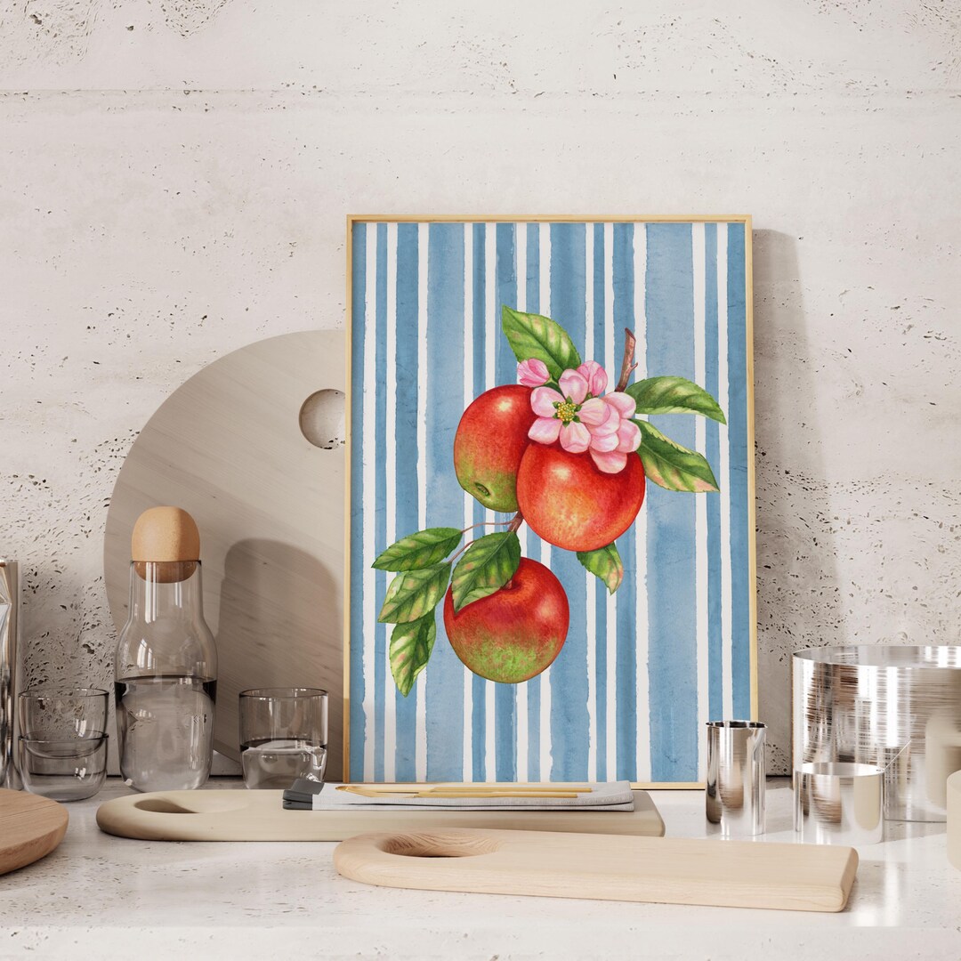 Apple Wall Decor Vintage Apple Fruit Print Farmhouse Kitchen Art ...