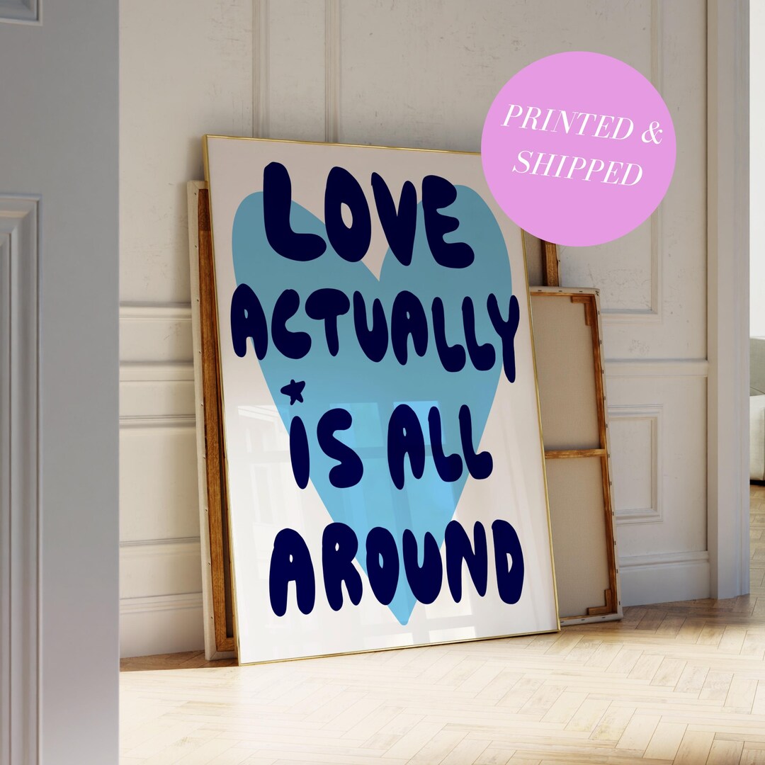 Retro Love Poster for Couples Decor Vintage Print Blue Wall Art for ...