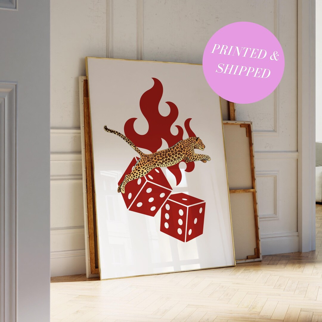 Leopard Poster Aesthetic Red Retro Print Aesthetic Print Leopard Wall ...