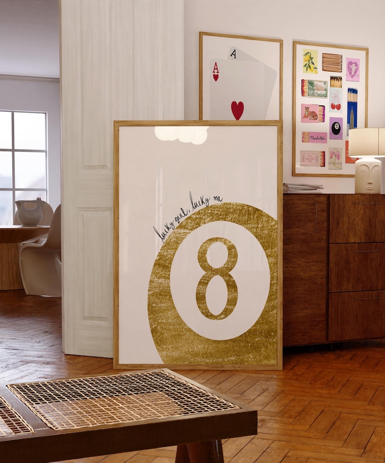 8 Ball Print Trendy Retro Poster Wall Art Eight Ball Poster Preppy ...