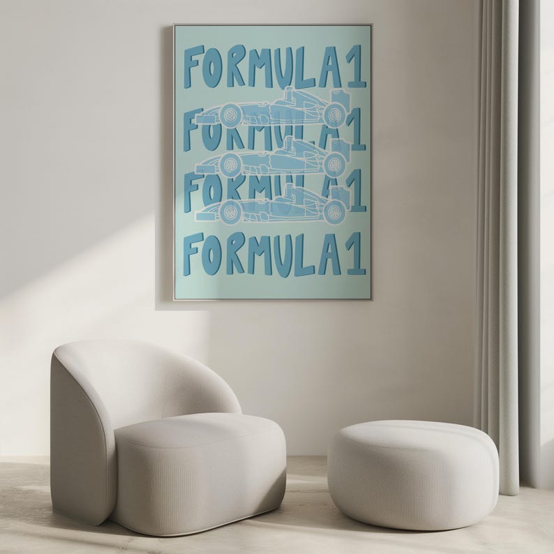 Impressão estética azul da Fórmula 1, estilo retrô, moderno e vintage ...