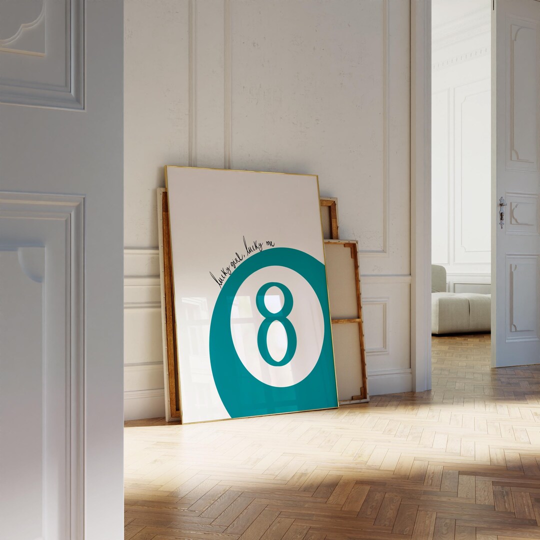 Blue 8 Ball Print Trendy Retro Poster Wall Art Eight Ball Poster Preppy ...