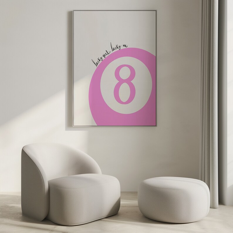 Pink 8 Ball Print Trendy Retro Poster Wall Art Eight Ball Poster Preppy ...