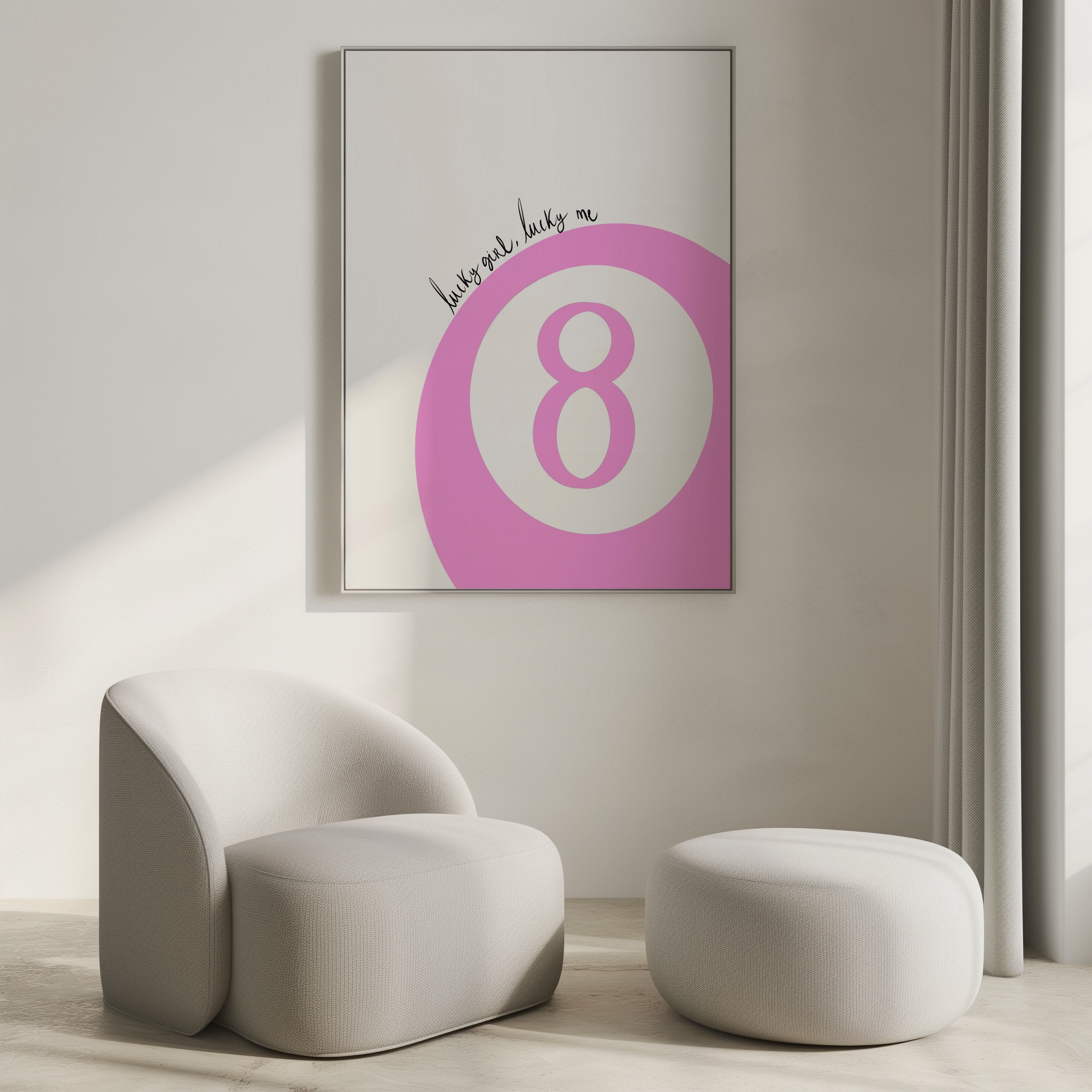 Pink 8 Ball Print Trendy Retro Poster Wall Art Eight Ball Poster Preppy ...