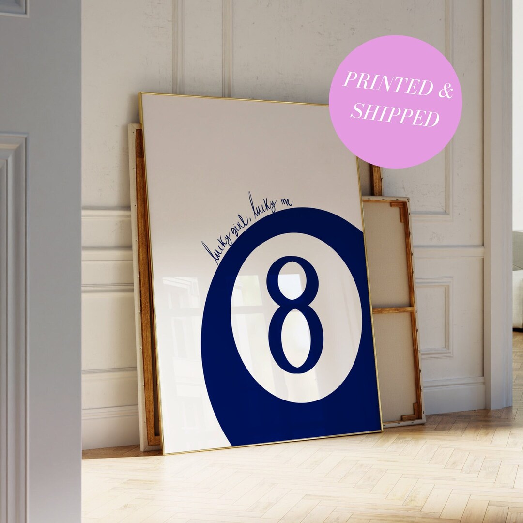 Navy 8 Ball Print Trendy Retro Poster Wall Art Eight Ball Poster Preppy ...