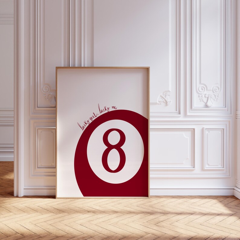 Red 8 Ball Print Trendy Retro Poster Gen Z Print Eight Ball Poster Red ...