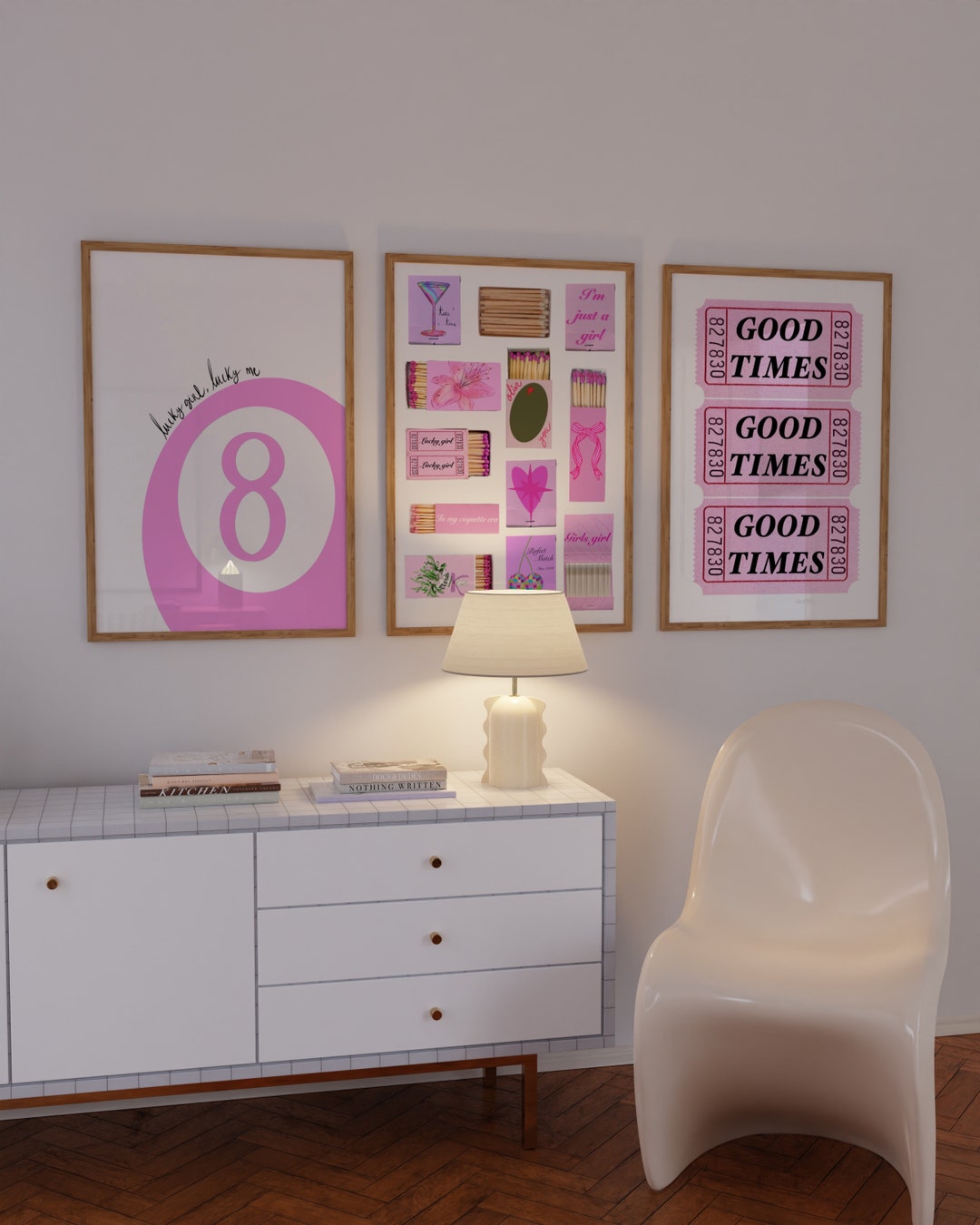 Set of 3 Pink Trendy Prints Pink Matchbox Print Vintage Matchbook Wall ...