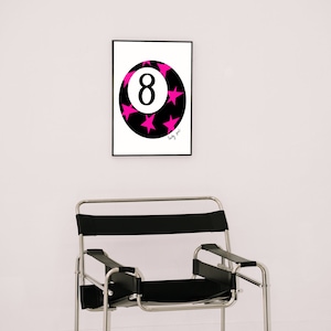 Star 8 Ball Art Print Poster Trendy Retro Poster Wall Art Lucky 8 Ball ...