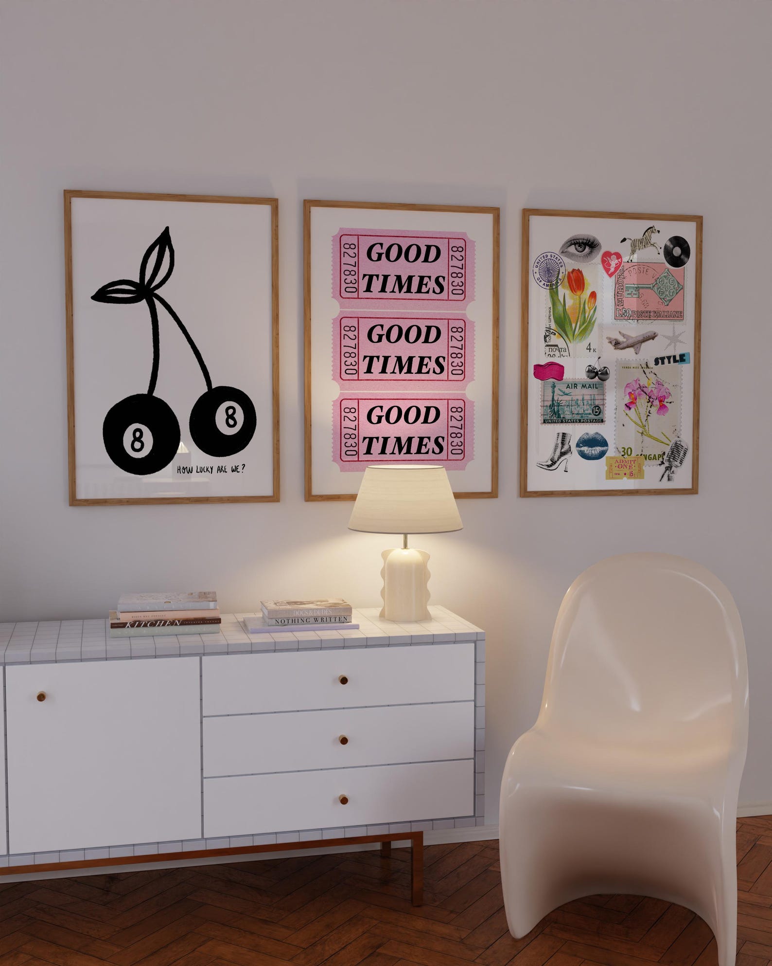Set of 3 Trendy Prints Black White Poster Gen Z Print Lucky Girl Wall ...