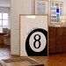 8 Ball Print Trendy Retro Black and White Poster Wall Art Eight Ball ...