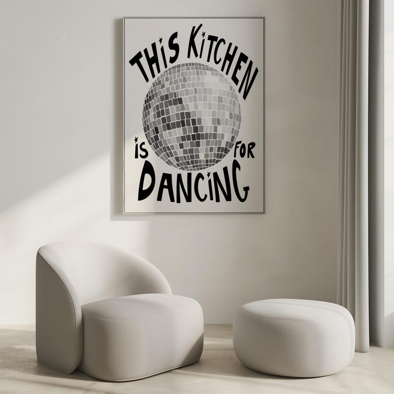 Disco Ball Decor This Kitchen is for Dancing Print Disco Ball Art ...
