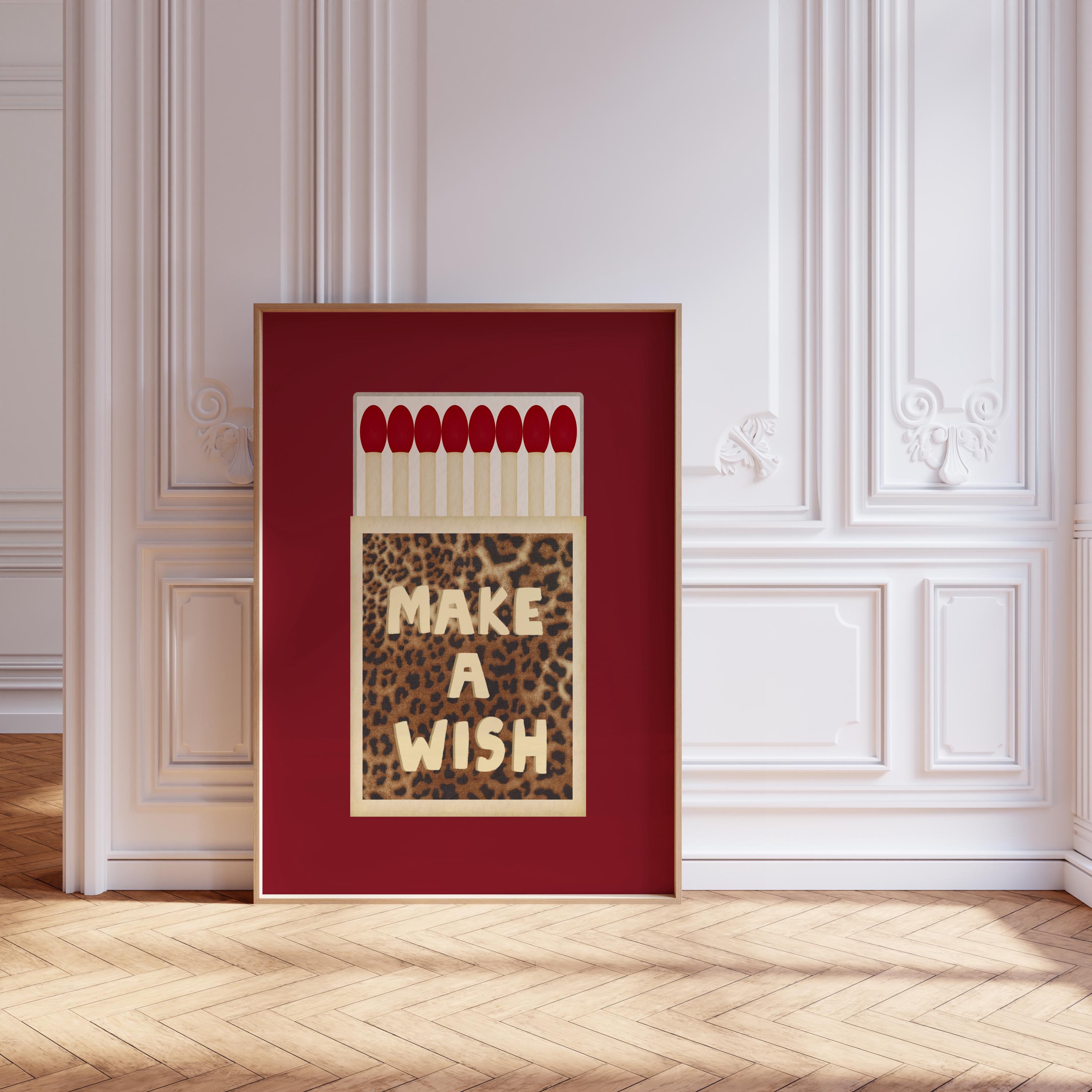 Retro Leopard Matchbox Print Vintage Matchbook Wall Art Red Matches ...