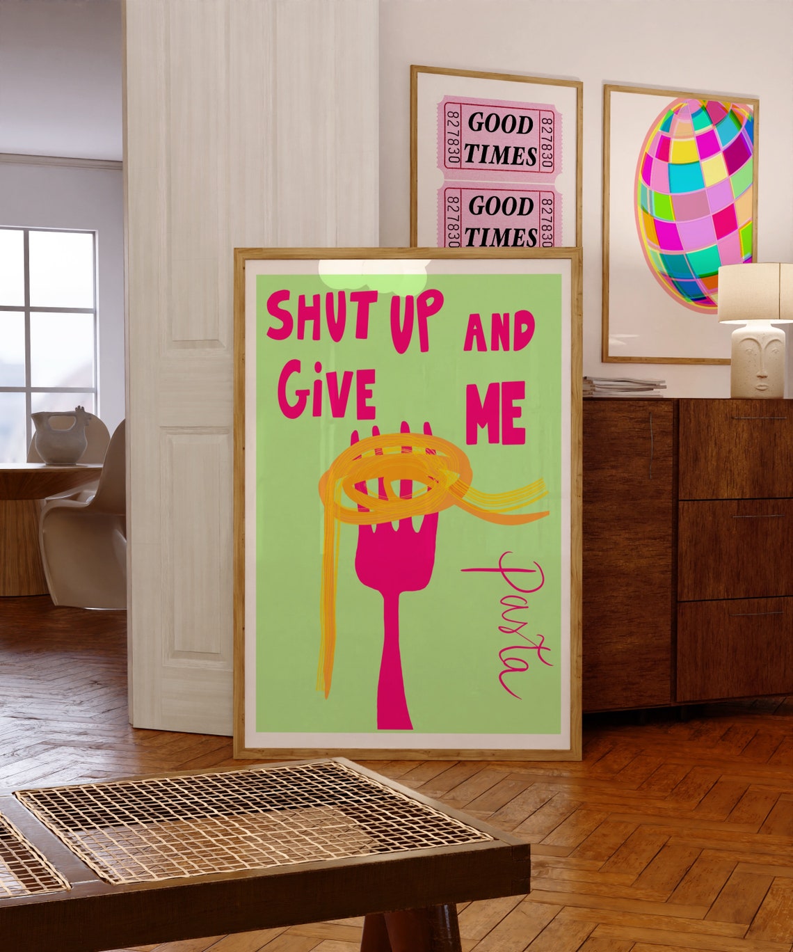 Preppy Pasta Print Spaghetti Wall Art Pasta Poster Hand Drawn Kitchen ...