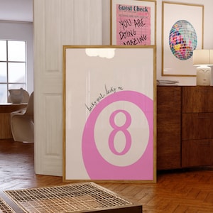 Pink 8 Ball Print Trendy Retro Poster Wall Art Eight Ball Poster Preppy ...