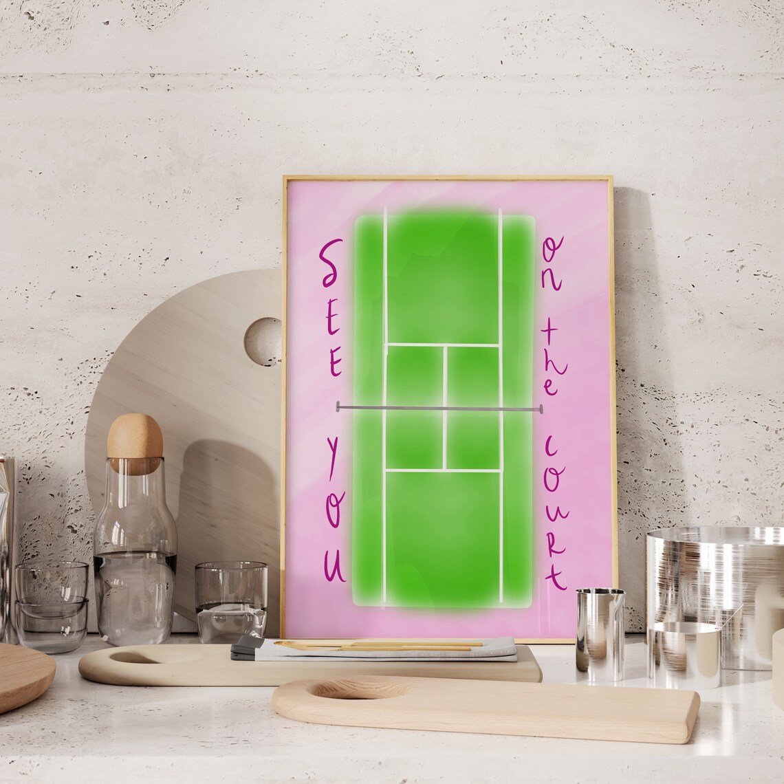 Tennis Aesthetic Art Print Preppy Sports Core Wall Art Tennis Court ...