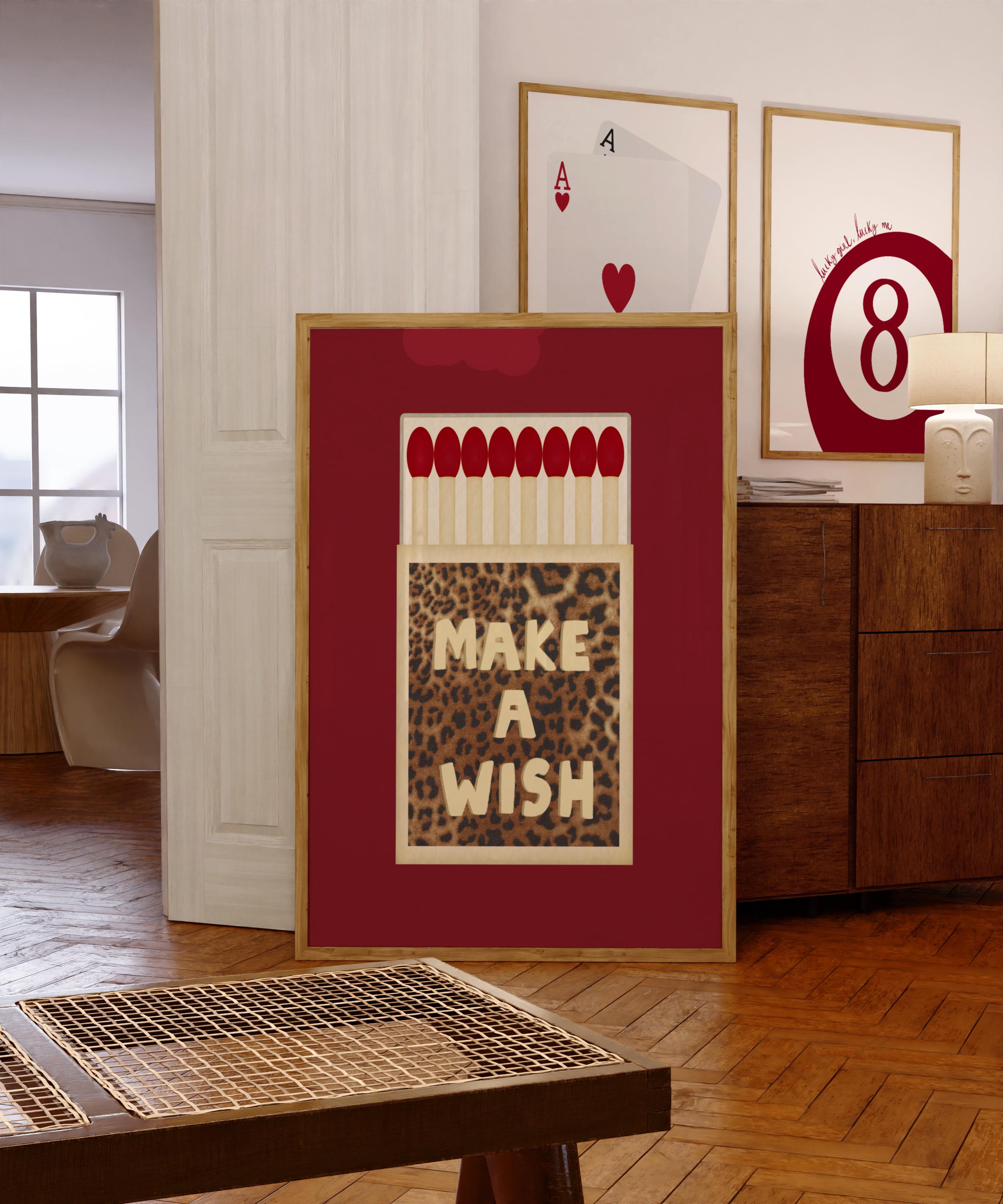 Retro Leopard Matchbox Print Vintage Matchbook Wall Art Red Matches ...
