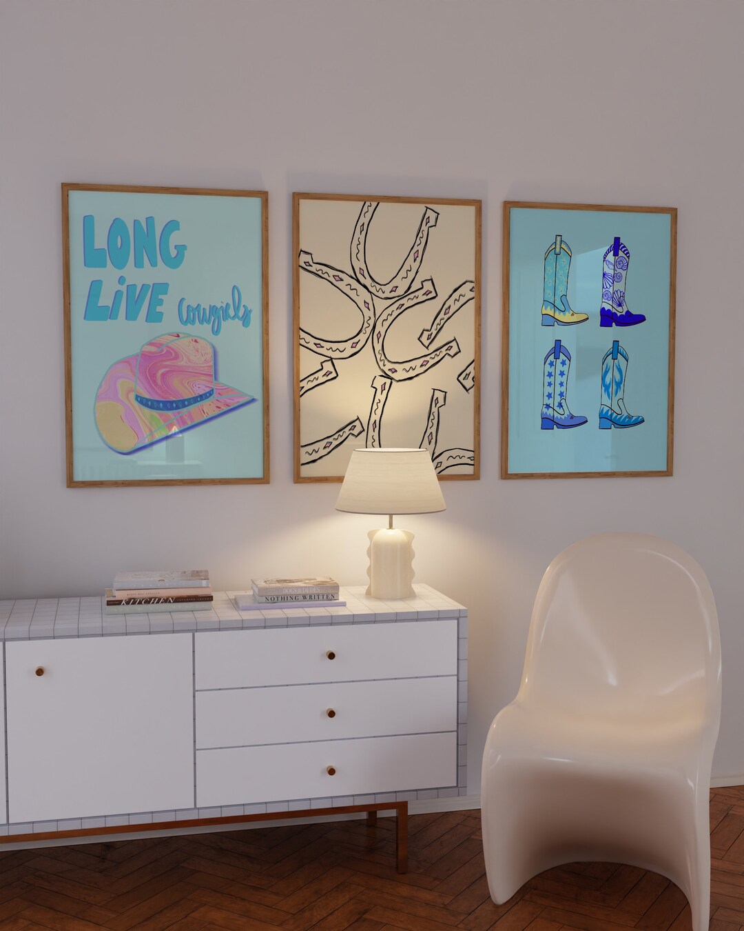 Set of 3 Cowgirl Coastal Prints Beach Decor Vintage Long Live Cowgirls ...