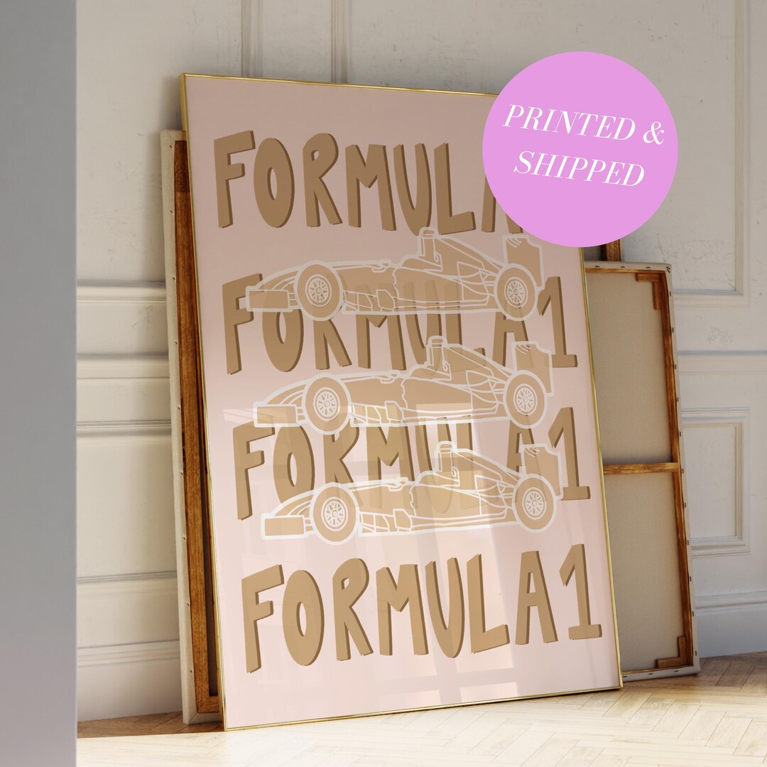 Beige Formula 1 Aesthetic Print Retro Funky Vintage Art Aesthetic Wall ...