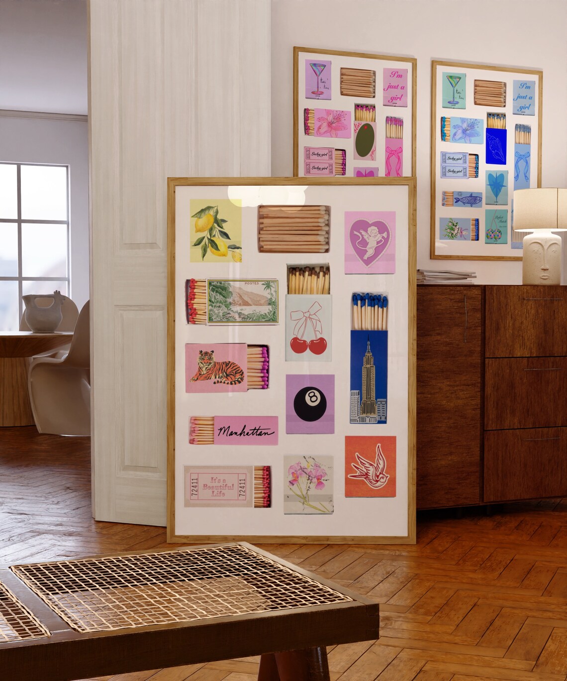 Set of 3 Matchbox Prints Trendy Prints for Apartment Coquette Room ...