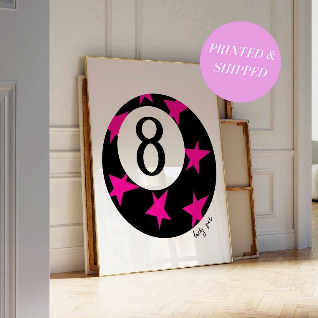 Star 8 Ball Art Print Poster Trendy Retro Poster Wall Art Lucky 8 Ball ...