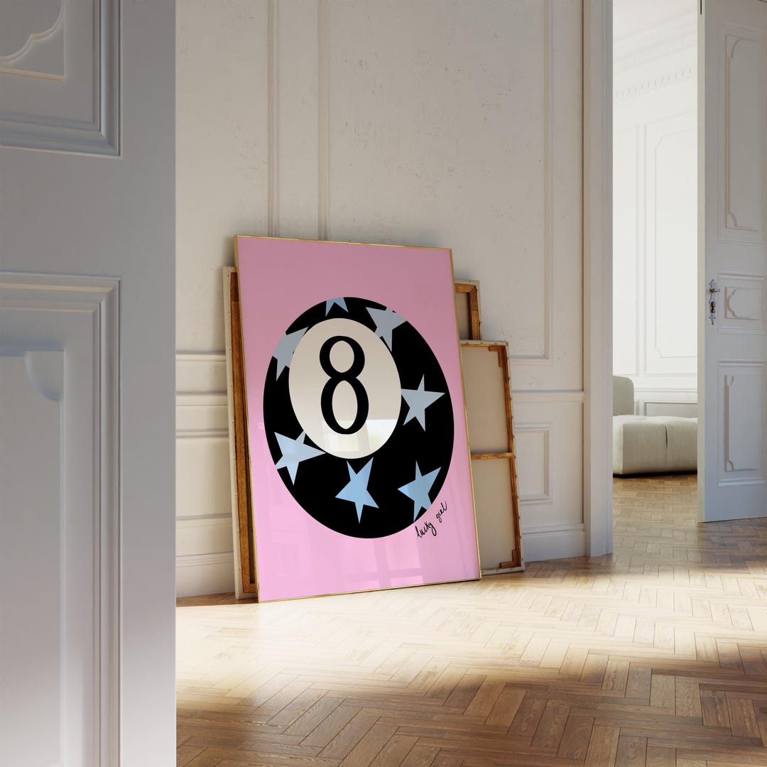 Pastel 8 Ball Print Trendy Retro Poster Wall Art Eight Ball Poster ...