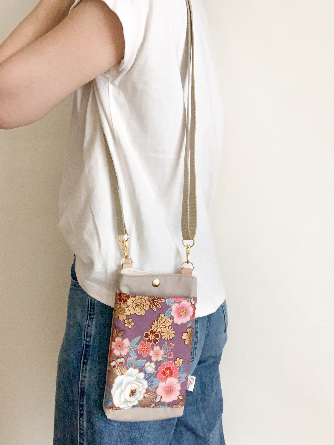 Smartphone Shoulder Pouch, Japanese Canvas Accessories, Customizable - Etsy