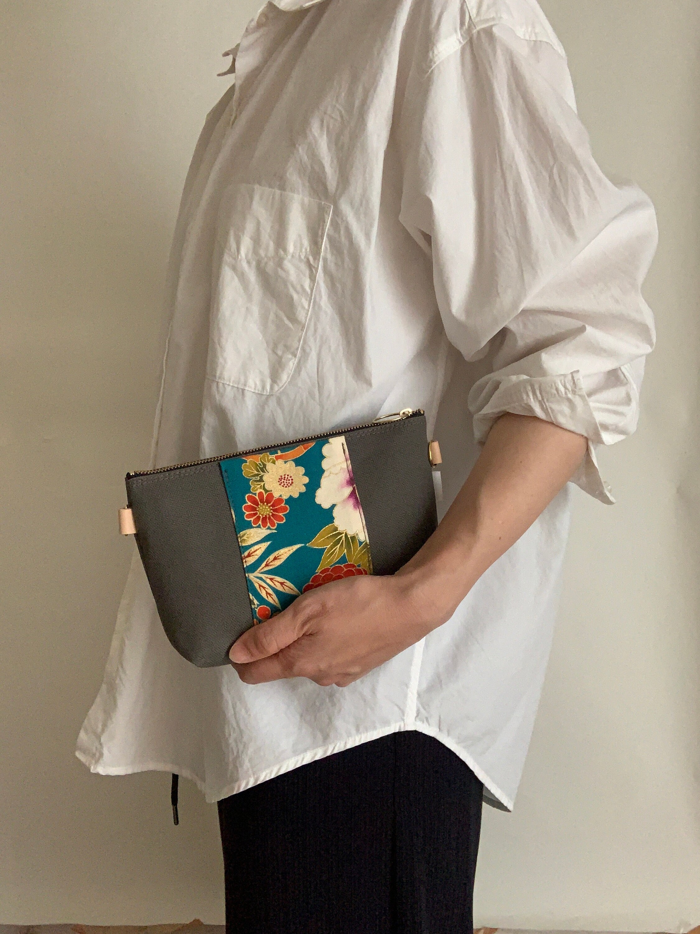 Smartphone shoulder pouch ,Japanese Canvas & Japanese fabric ...