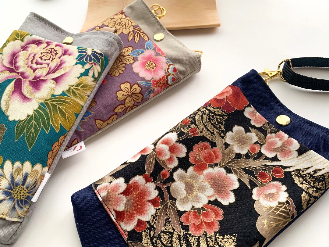 Smartphone Shoulder Pouch, Japanese Canvas Accessories, Customizable - Etsy