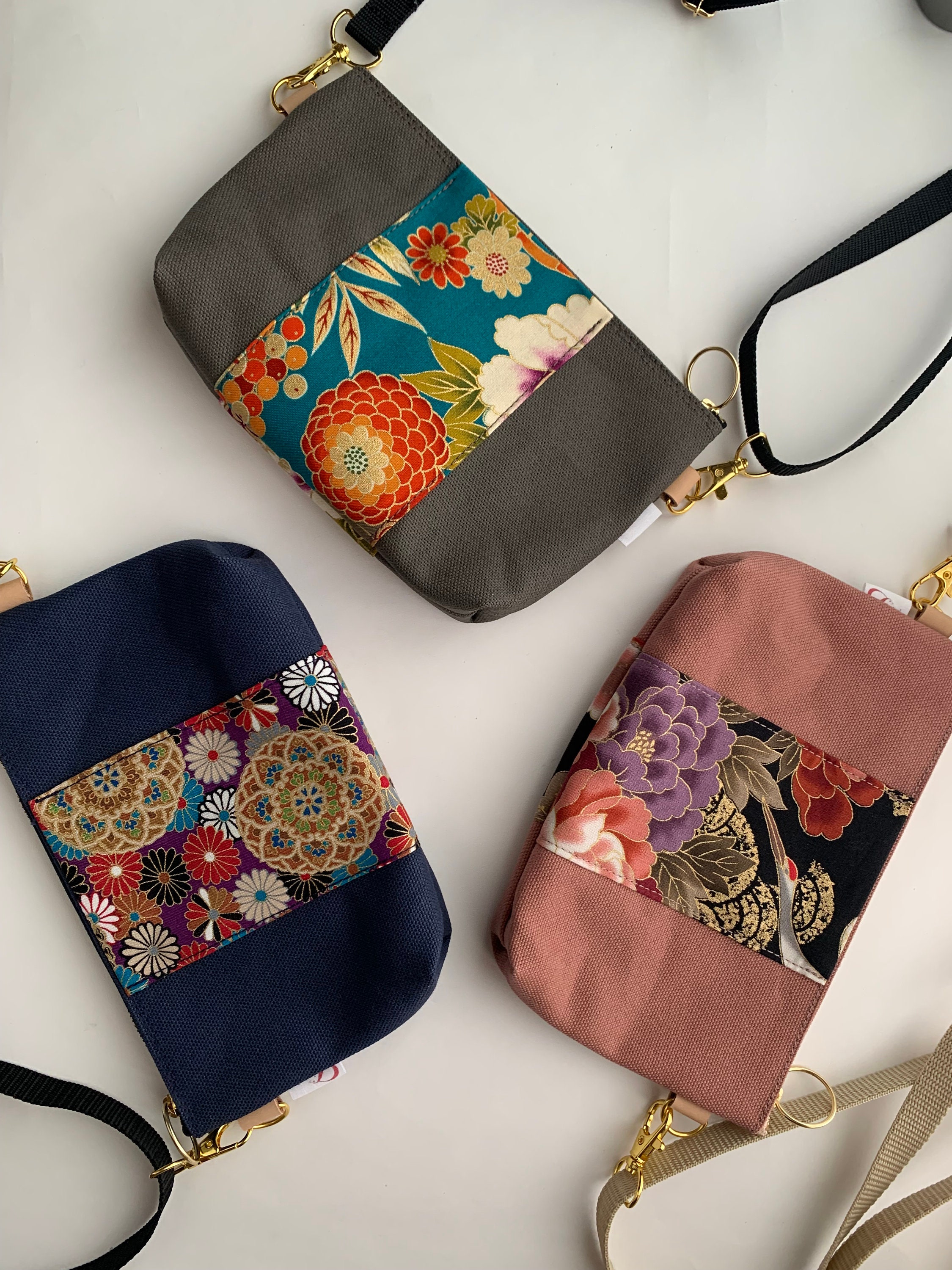 Smartphone shoulder pouch ,Japanese Canvas & Japanese fabric ...