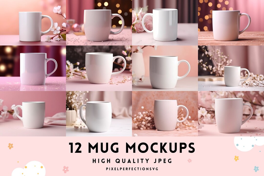 Pink Mug Mockup, Blank White Cup Mock-up, Coffee Cup Stock Photography ...