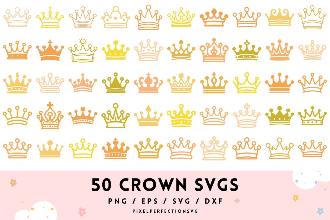 Crown Cutting Digital Download, Crowns Line Art SVG Cut Files, Cute ...