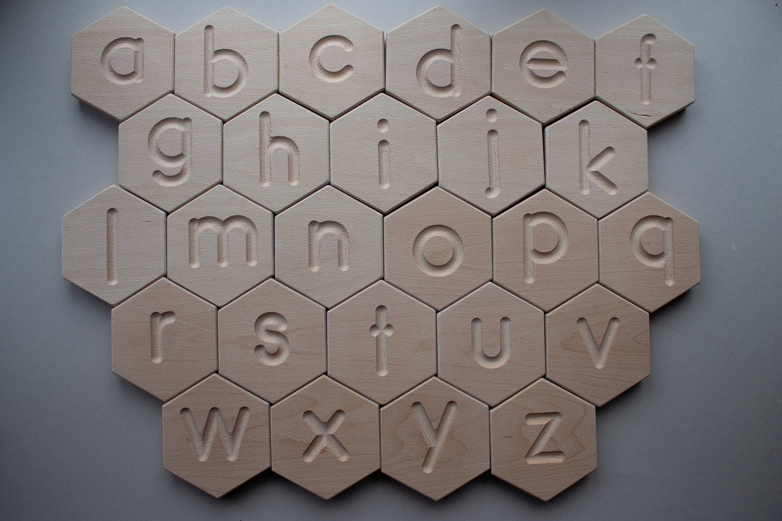 Alphabet Tiles - Vowel Set | Large Hexagon Vowel Tiles | Wooden Vowel ...