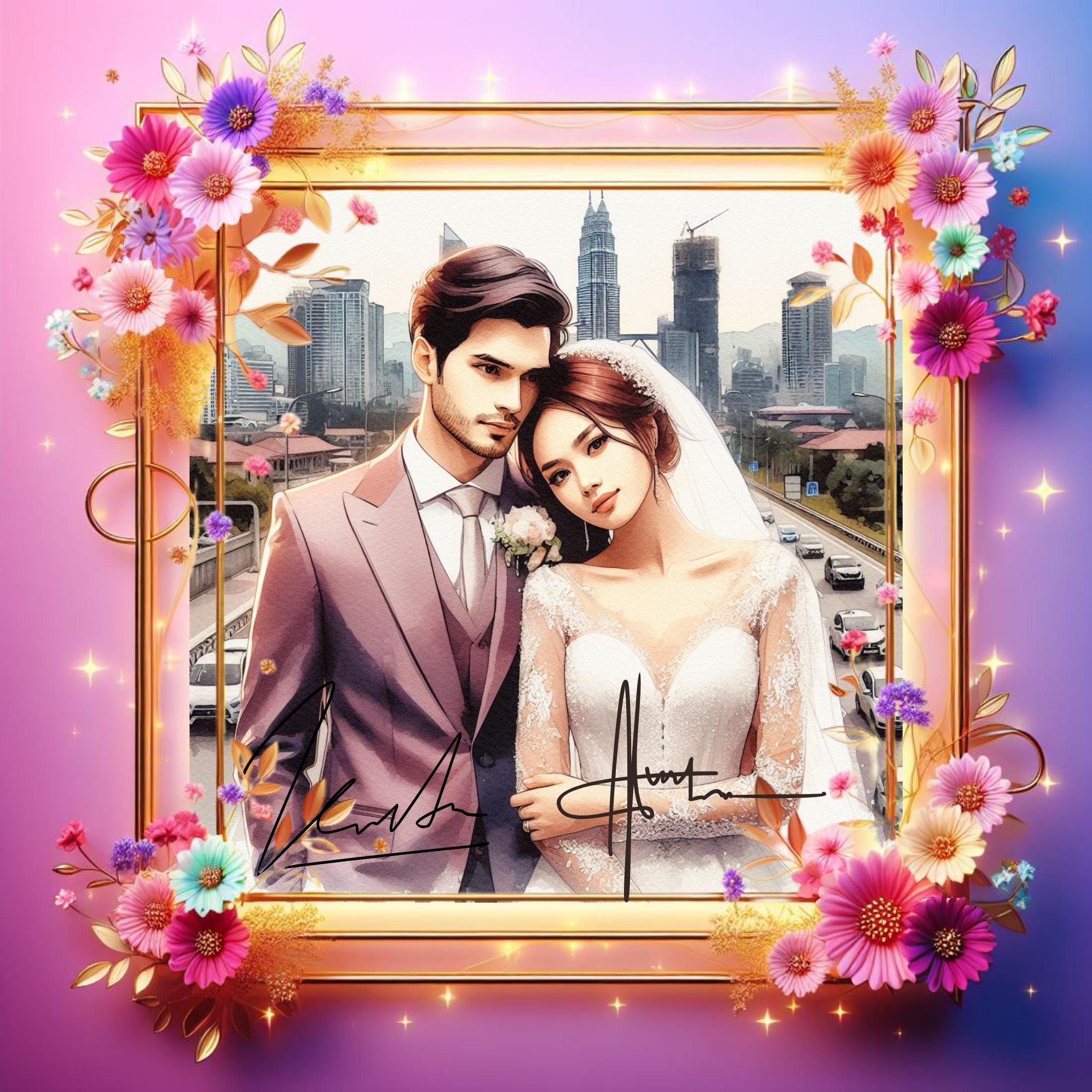 Multipurpose Beautiful Golden Frame With Neon Effetcs - Etsy