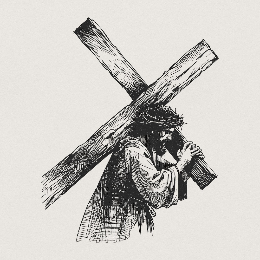 Jesus Carrying Cross PNG, Faith Png, Christian Png, Religious Artwork ...