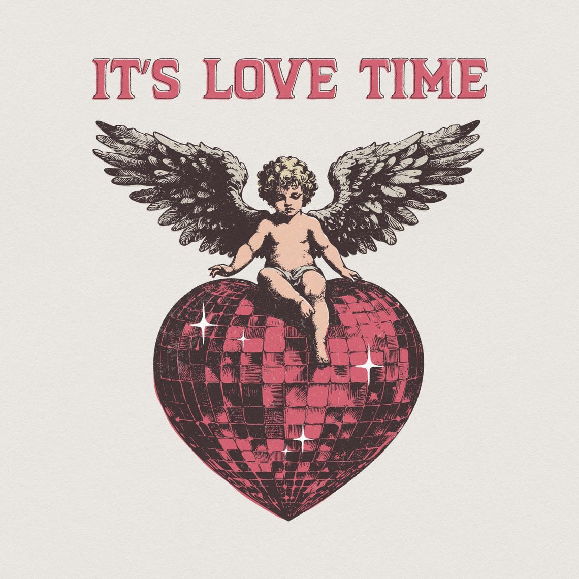 Retro Cupid Disco Heart PNG, Valentine's Day Sublimation (digital ...