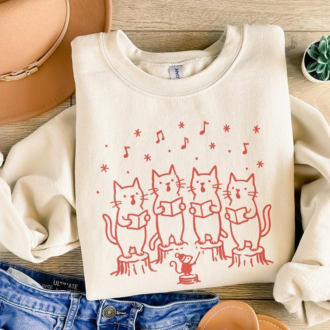 Singing Cat Choir PNG, Whimsical Christmas Cat Carolers Clipart, Cute ...