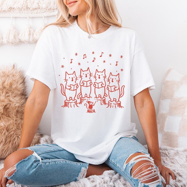 Singing Cat Choir PNG, Whimsical Christmas Cat Carolers Clipart, Cute ...