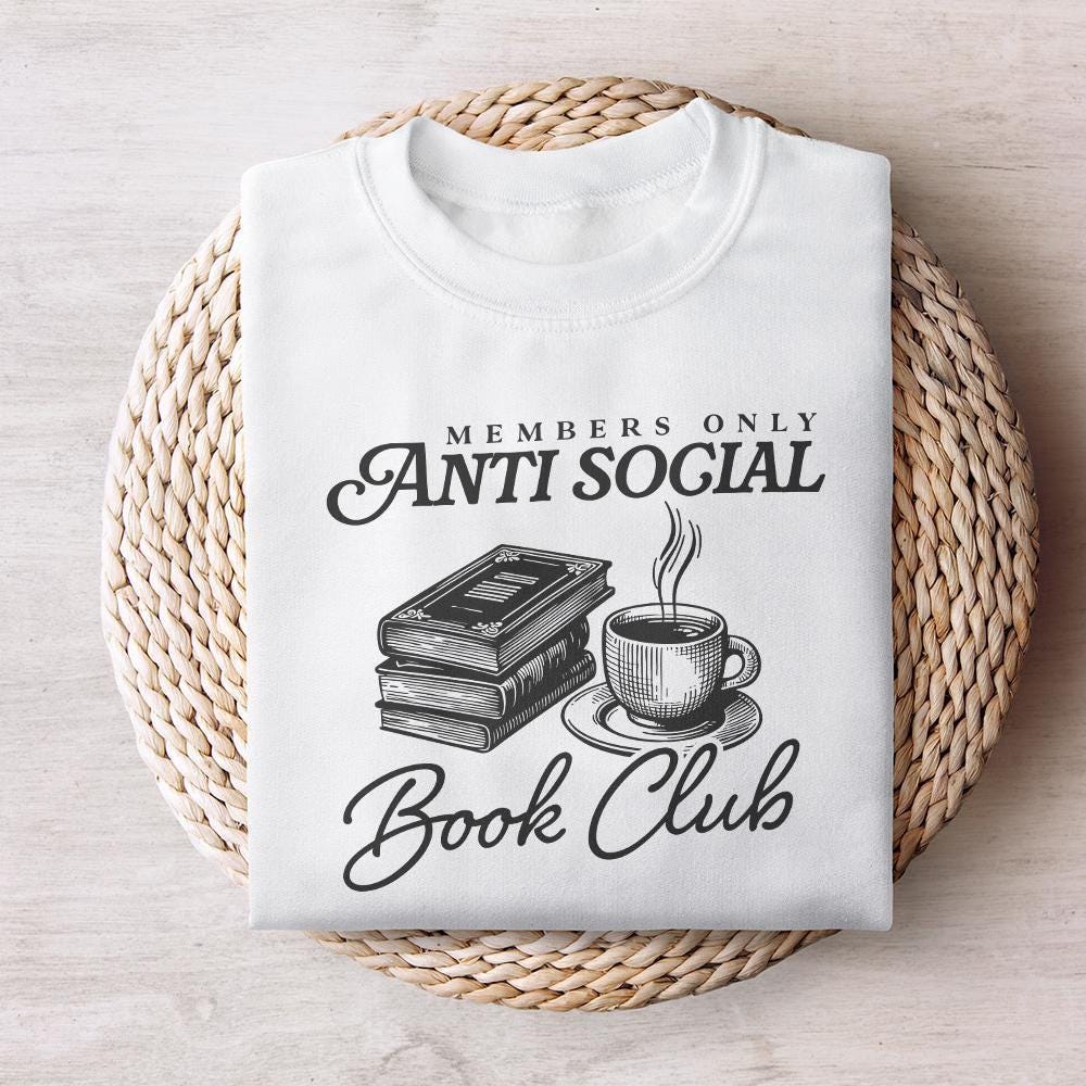 Anti Social Book Club PNG, Introverted Reader Design (digital Download ...