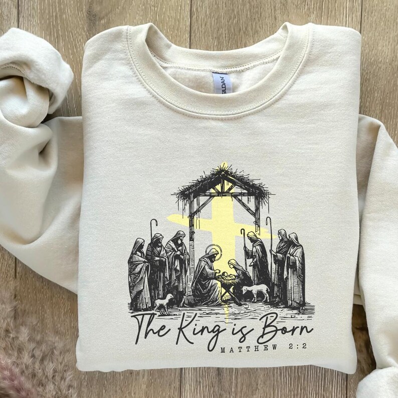 The King is Born PNG. Retro Religious Christmas PNG, Jesus is the ...
