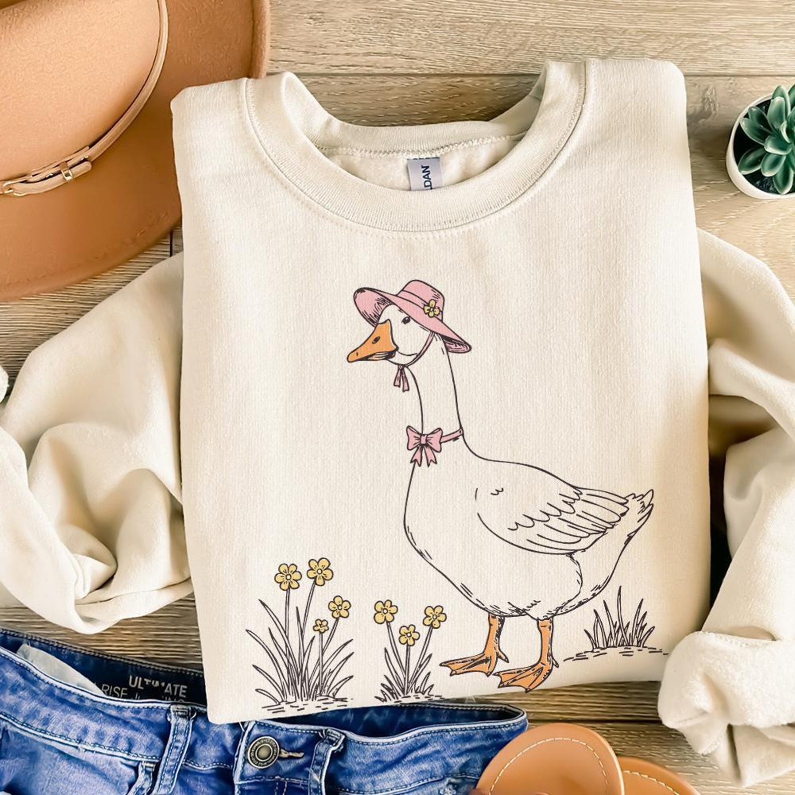 Spring Silly Goose PNG Digital Download, Retro Cottagecore Trendy Art ...