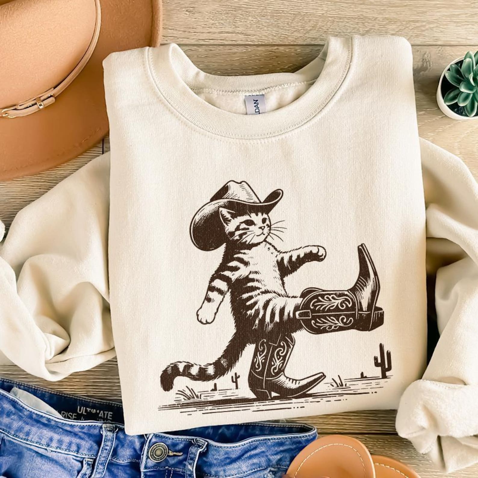 Funny Cowboy Cat PNG, Retro Western Clipart (digital Download) - Etsy