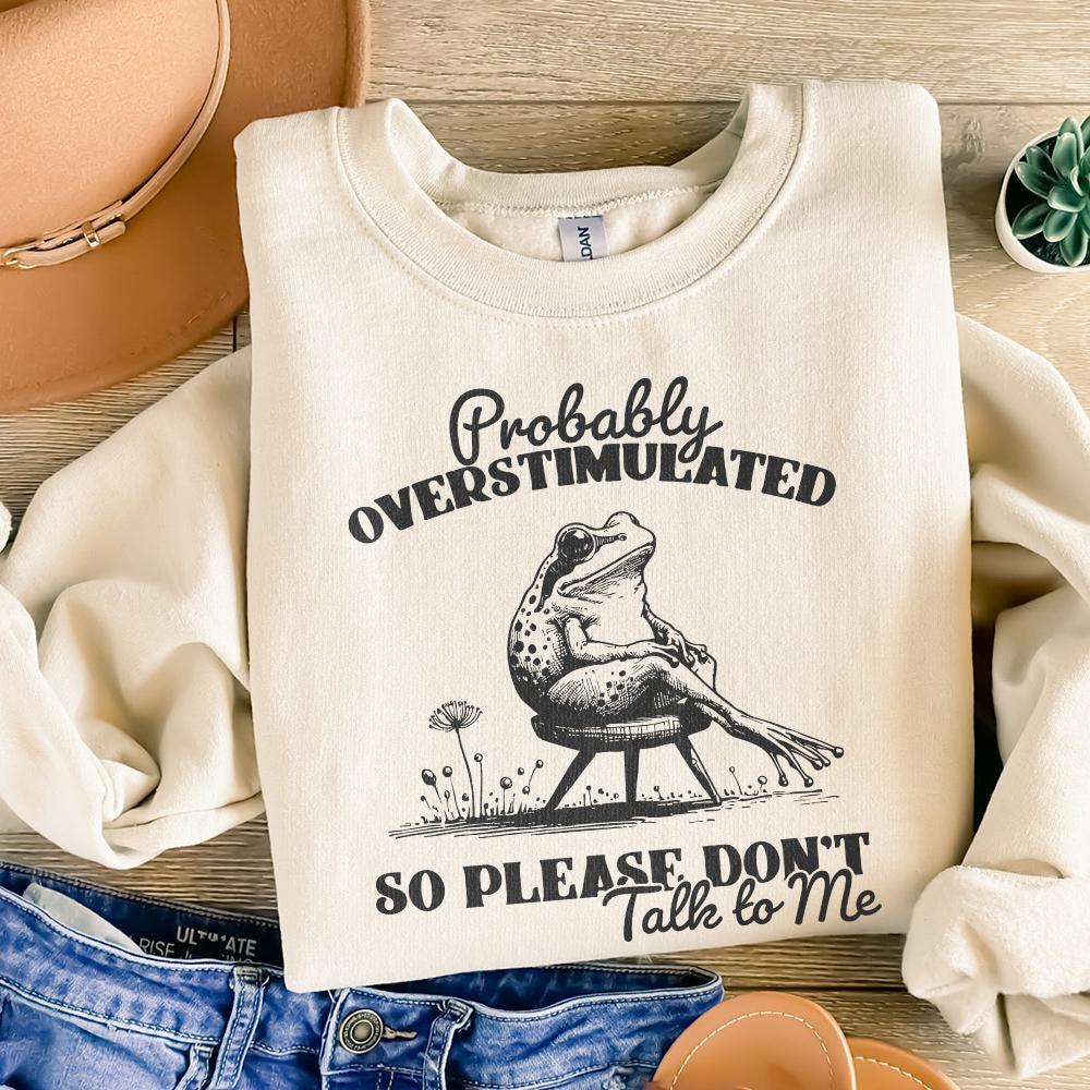 Probably Overstimulated PNG, Trendy Frog Design, Digital Download ...